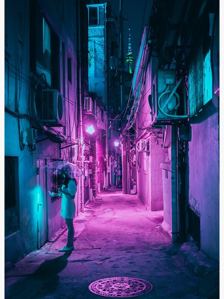 "Neon Pink City in Cyberpunk Seoul" Poster for Sale by Phrames | Redbubble