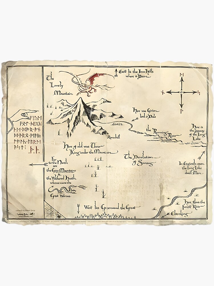 "Thorin's Map (Hobbit Map)" Sticker for Sale by ImagineThreads | Redbubble