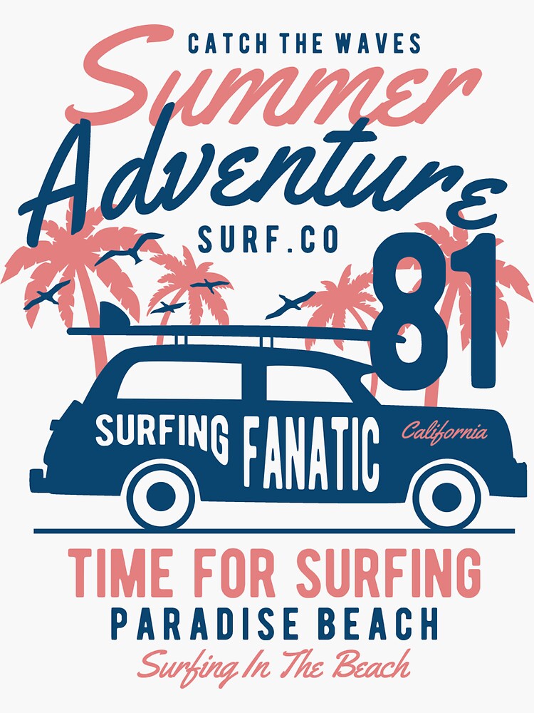 "SURFING FANATIC" Sticker for Sale by Super3 | Redbubble