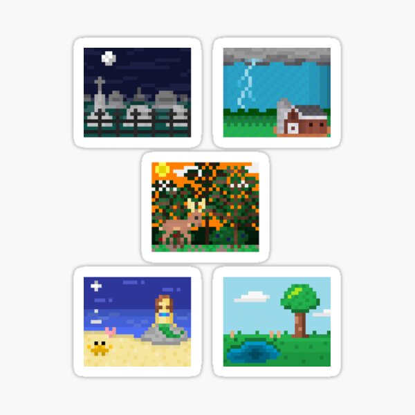 "Pixel Scapes - Set 2" Sticker for Sale by bugbeast | Redbubble