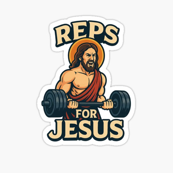 "Gym Jesus – Reps for Jesus Workout Motivation" Sticker for Sale by ...