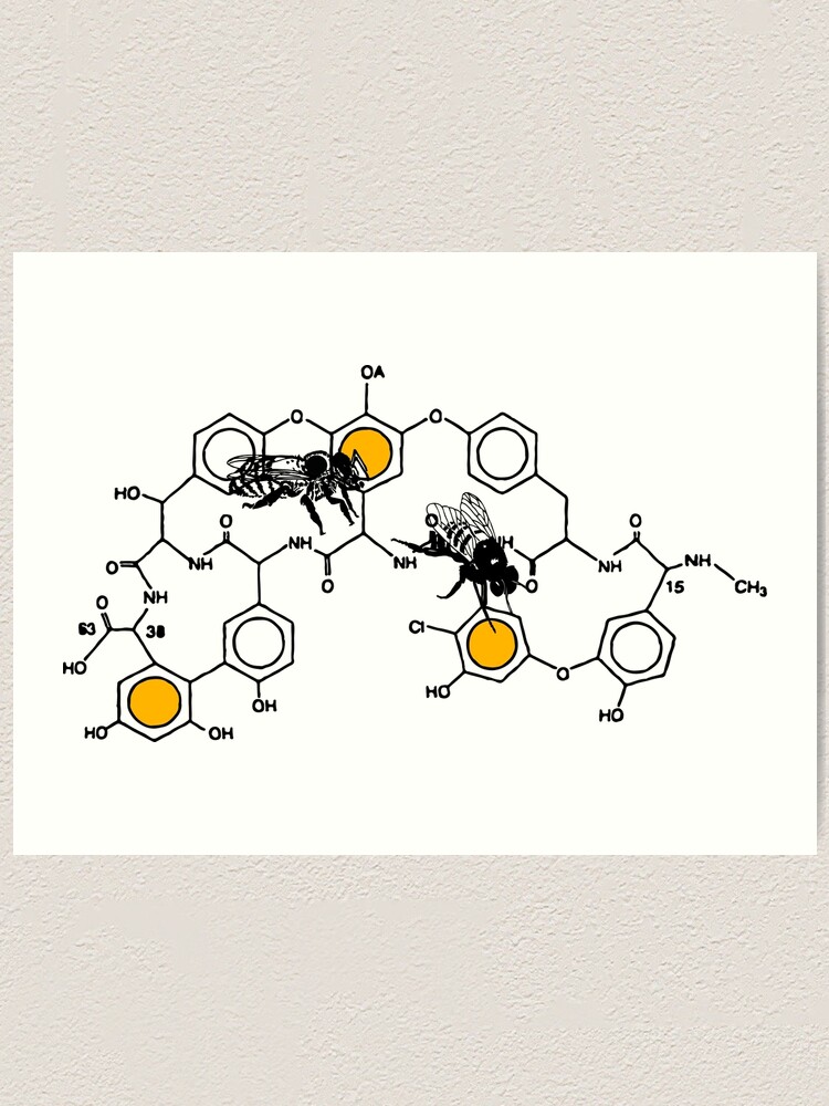 Lámina artística «Las abejas hacen miel en la estructura macromolecular ...