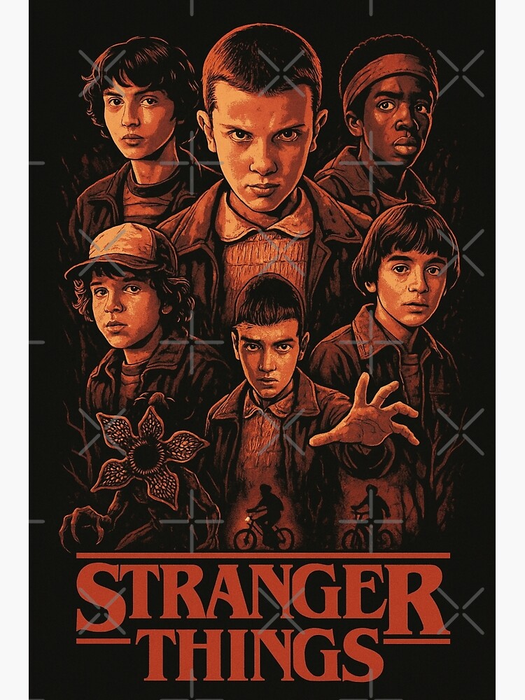 "Stranger Things Retro Horror Poster – Hawkins Kids & Demogorgon Art ...