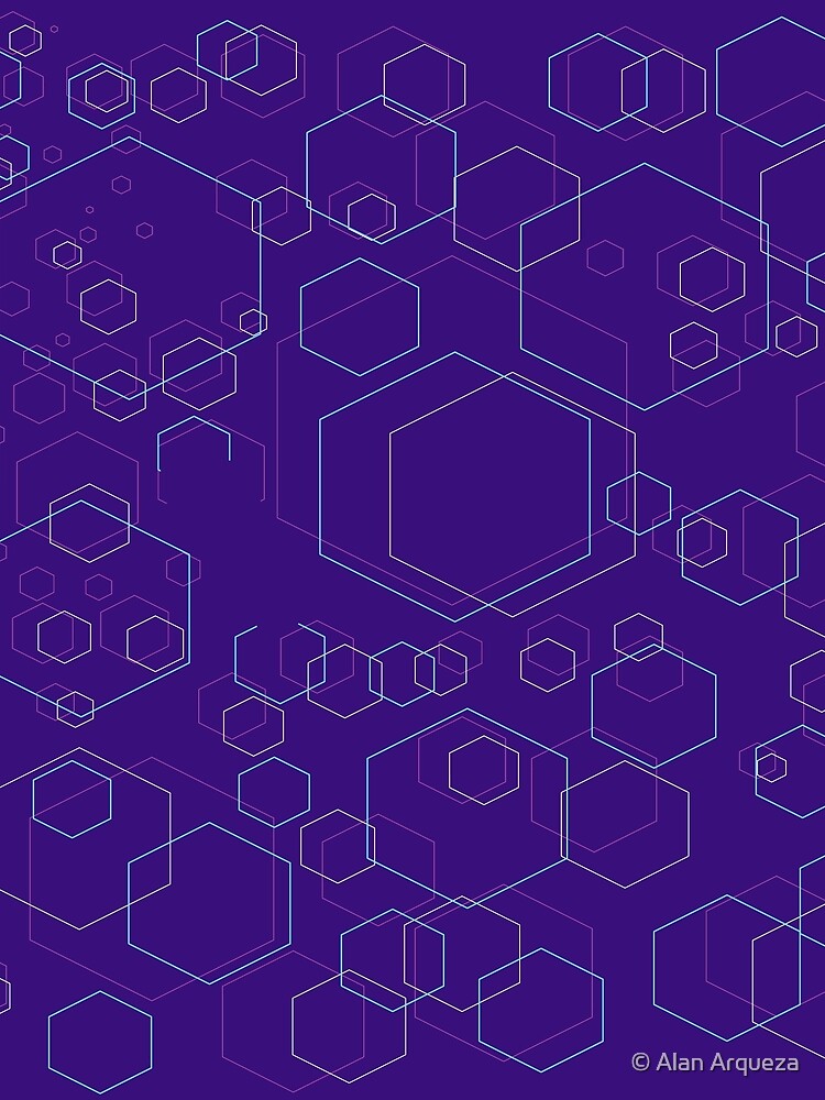"Galaxy Megastructure Abstract Hexagons Blue Purple Background" Graphic ...
