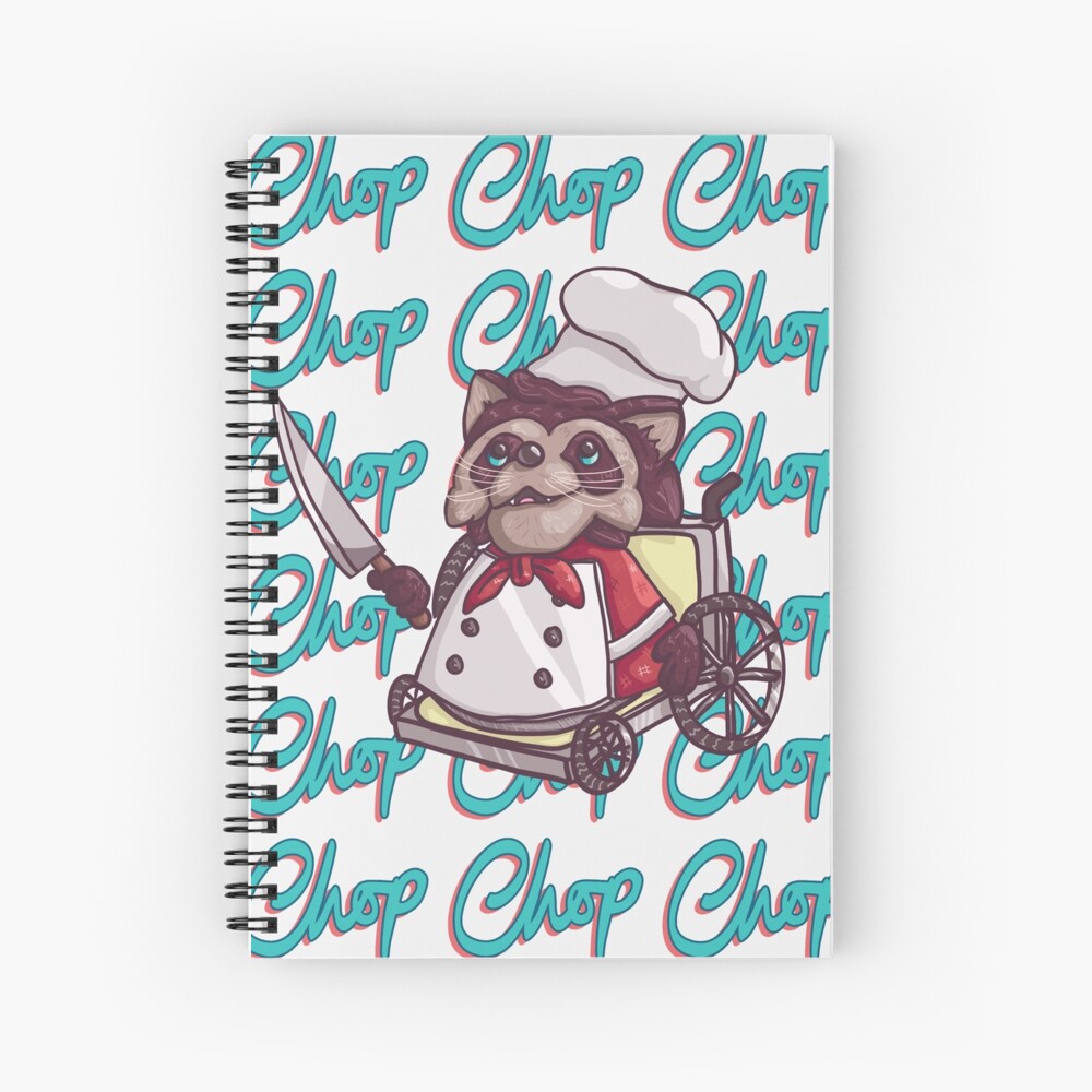 "Overcooked Wheelchair Raccoon Chef" Spiral Notebook by Nintendart ...