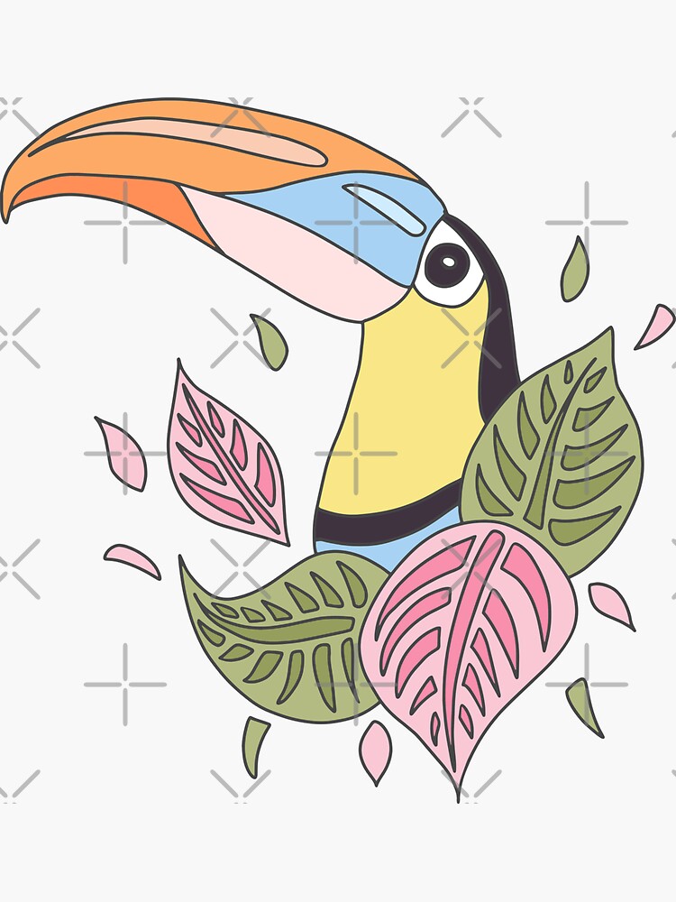 "Toucan (recolor)" Sticker for Sale by ingardens | Redbubble