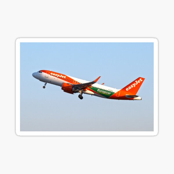 "easyJet Europcar Livery Airbus A320 MAN to MLA" Sticker for Sale by ...