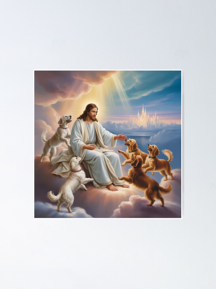 "JESUS AND DOGS IN HEAVEN. Jesus Playing With Dog " Poster for Sale by ...