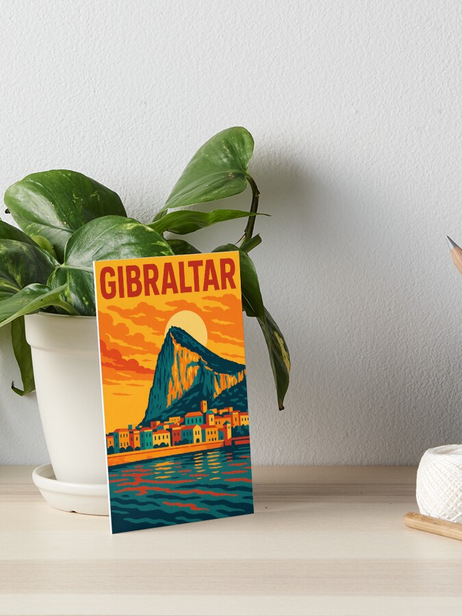 "Gibraltar Travel Poster | Retro Pop Art Landscape | Iconic Rock of ...