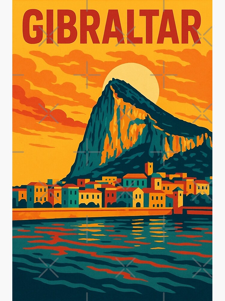 "Gibraltar Travel Poster | Retro Pop Art Landscape | Iconic Rock of ...