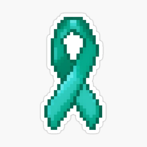 "Pixel Art Teal Ribbon" Sticker for Sale by TheBloodLass | Redbubble