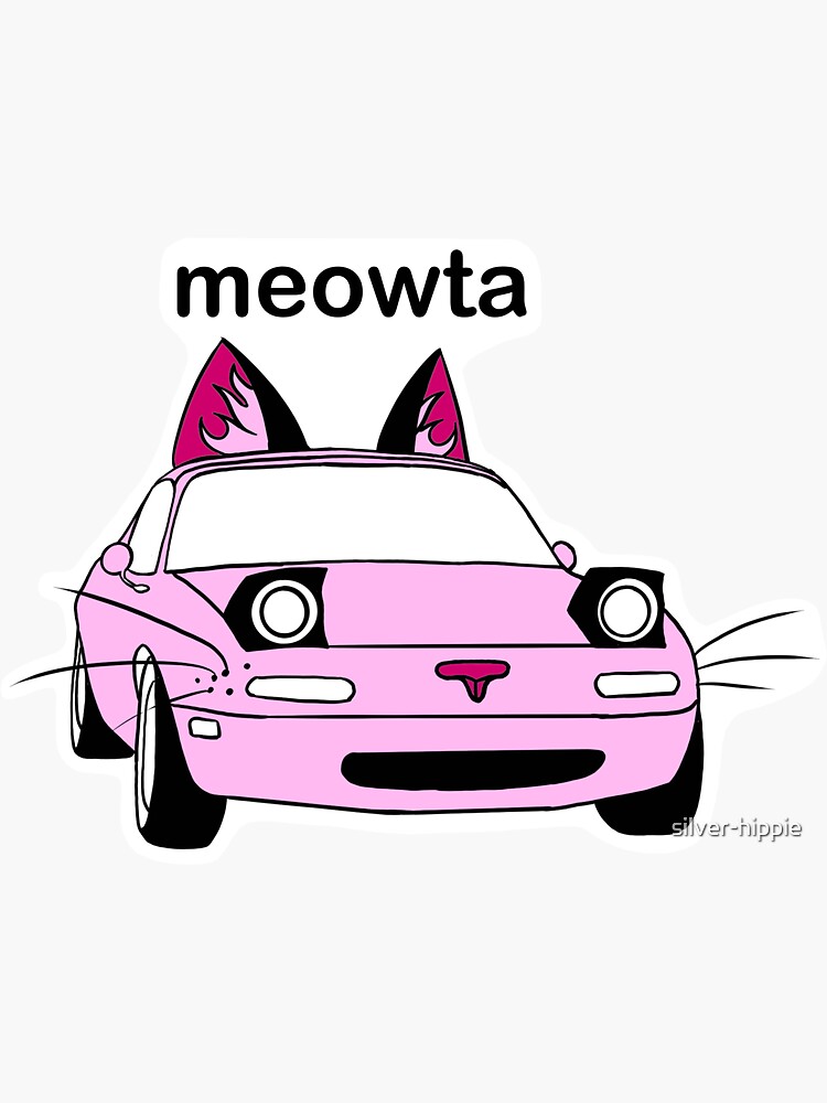 "'meowta' miata cat car" Sticker for Sale by silver-hippie | Redbubble