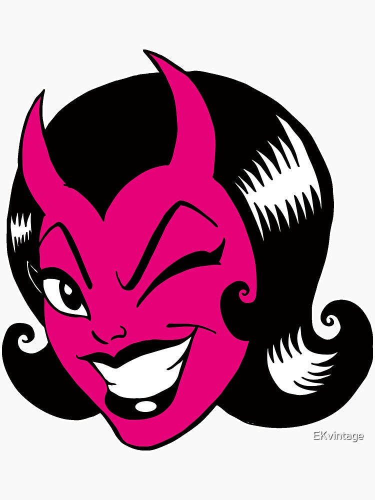 "Winking Devil Girl" Sticker for Sale by EKvintage | Redbubble