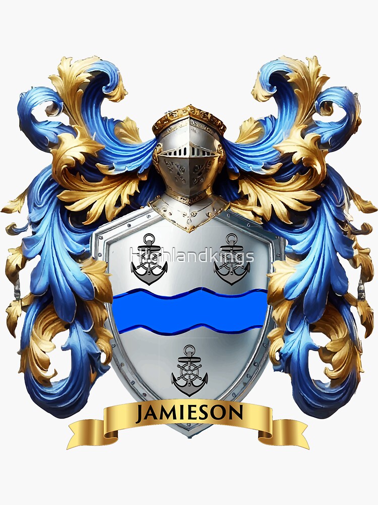 "Jamieson Family Crest Anchor Your Legacy with Pride!" Sticker for Sale ...