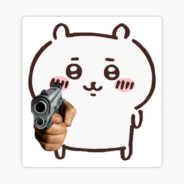 "Chiikawa Gun Cute Bear Funny Cute Meme" Sticker for Sale by marillus ...