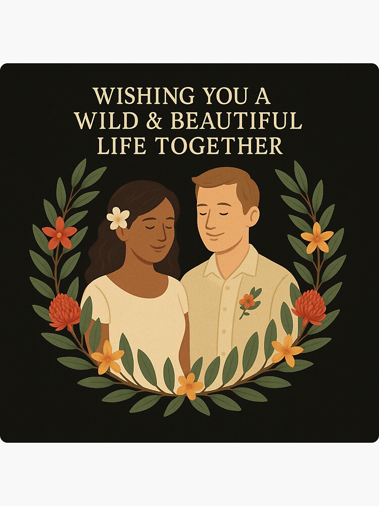 "Wild & Beautiful Life Together – Wedding Art" Sticker for Sale by ...
