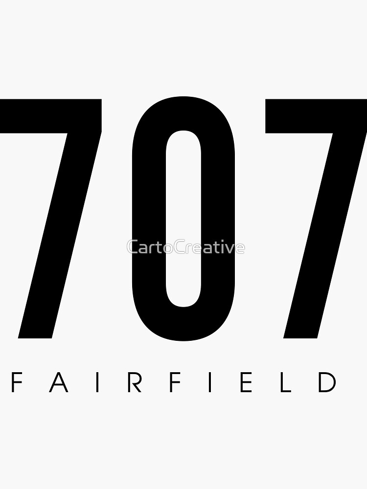 "Fairfield, CA - 707 Area Code design" Sticker by CartoCreative | Redbubble