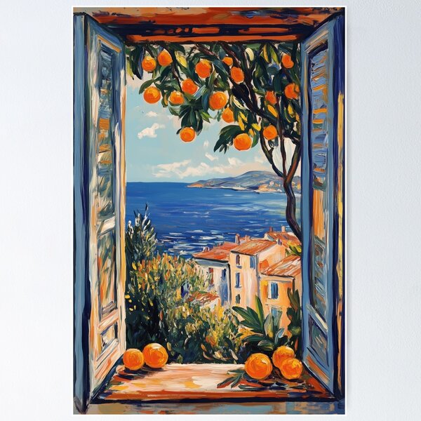 "Open Window to Amalfi Coast Italy Coastal Beachy Summer " Poster for ...