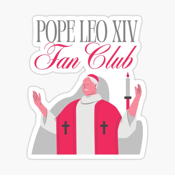 "Pope Leo XIV Fan Club – Papal Design in Red and Gray Tones." Sticker ...