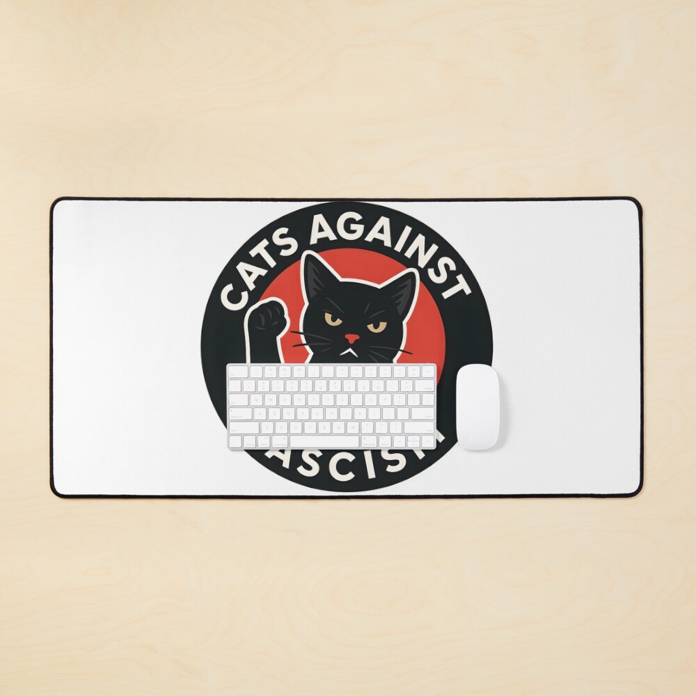 ""Cats Against Fascism" Black Sticker with White Text & Red Circle ...