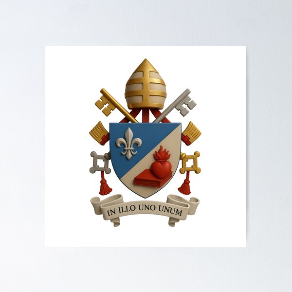 "Pope Leo XIV Coat of Arms - 3D Heraldic Emblem on Transparent ...