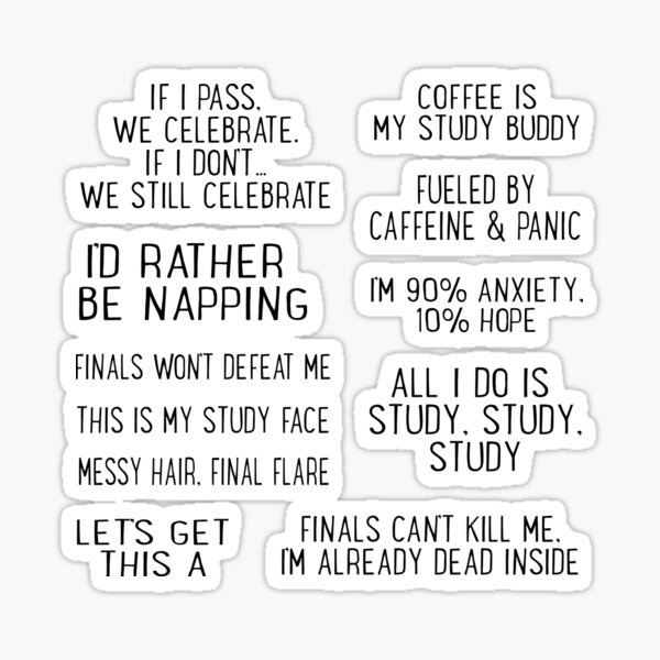 "Final Exams Week Motivation Sticker, Study Hustle, Bold Study ...