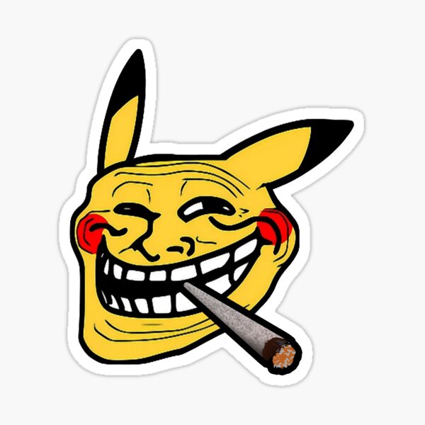 "Troll Face x Pikachu Smoking – Funny Parody Meme" Sticker by ...