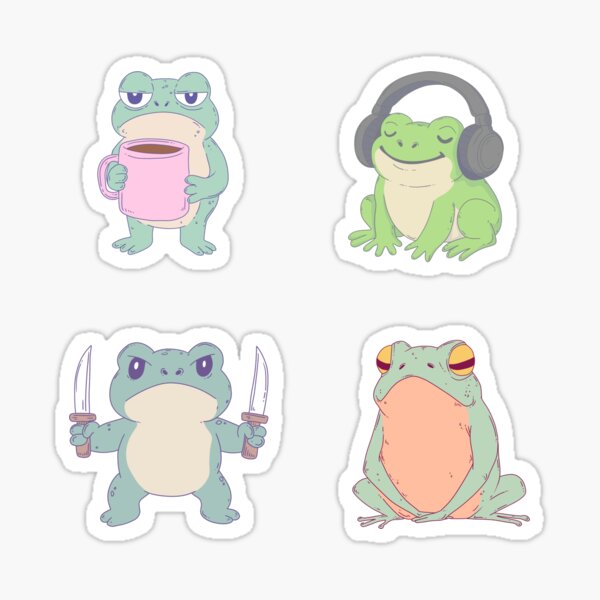 "Frog Mood Board – Caffeine, Chaos, and Inner Peace" Sticker for Sale ...
