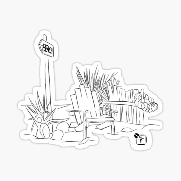 "Beach Days - Line Art" Sticker for Sale by SonneFaunArt | Redbubble