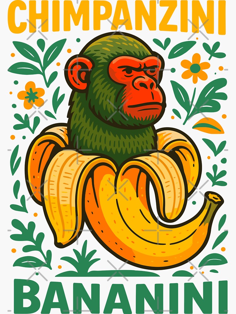"Chimpanzini Bananini Italian Brainrot Memes" Sticker for Sale by ...