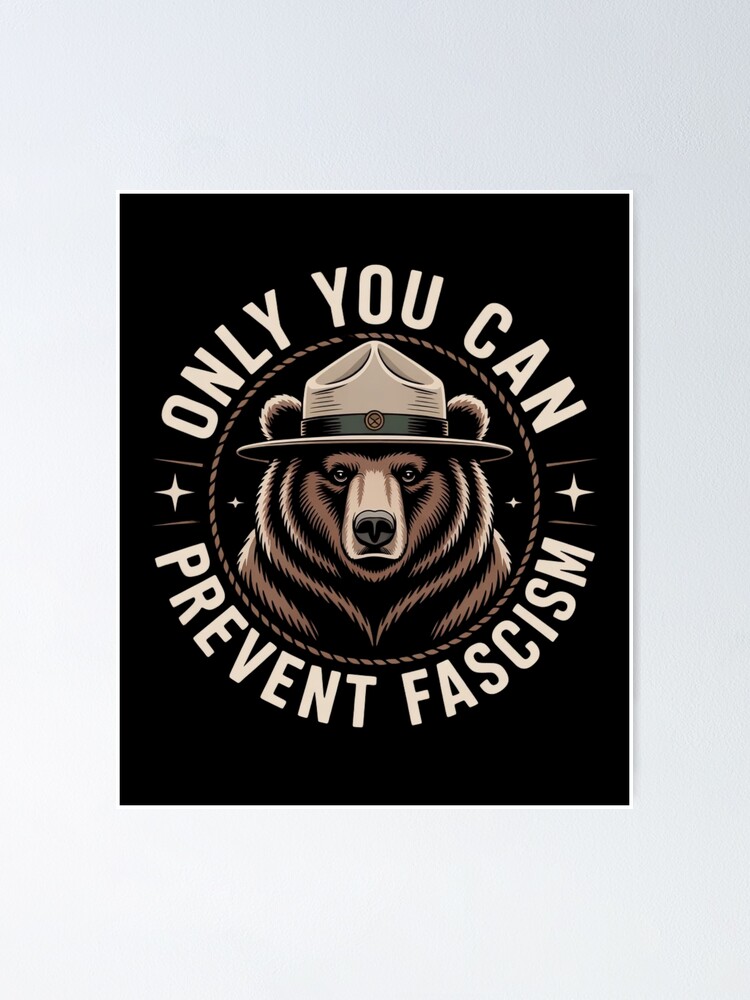 "Anti-Fascism Bear Graphic - Political Activism Statement" Poster for ...