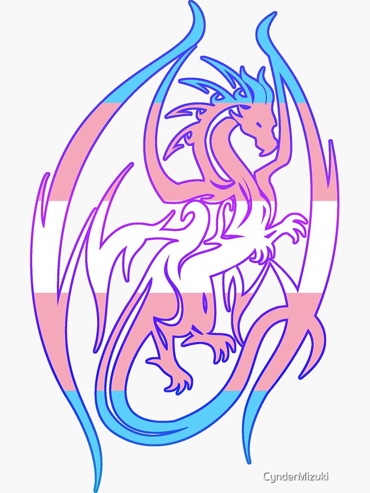 "Trans Dragon Silhouette" Sticker for Sale by CynderMizuki | Redbubble