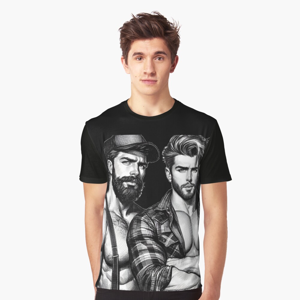 "Lumberjack Hunks Muscle Power LGBTQ Gay Pride Graphic Design" Sticker ...