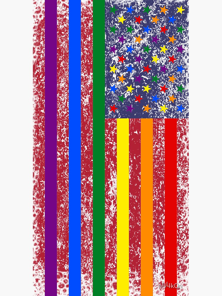 Gay Lesbian Pride Queer Parade Rainbow American Usa Lgbt Flag Sticker