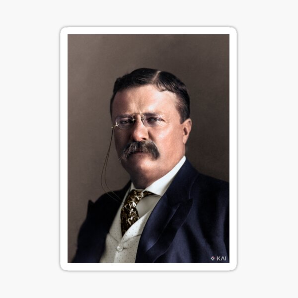 "President Theodore Roosevelt, 1904 colorized" Sticker by KAI-Studio ...