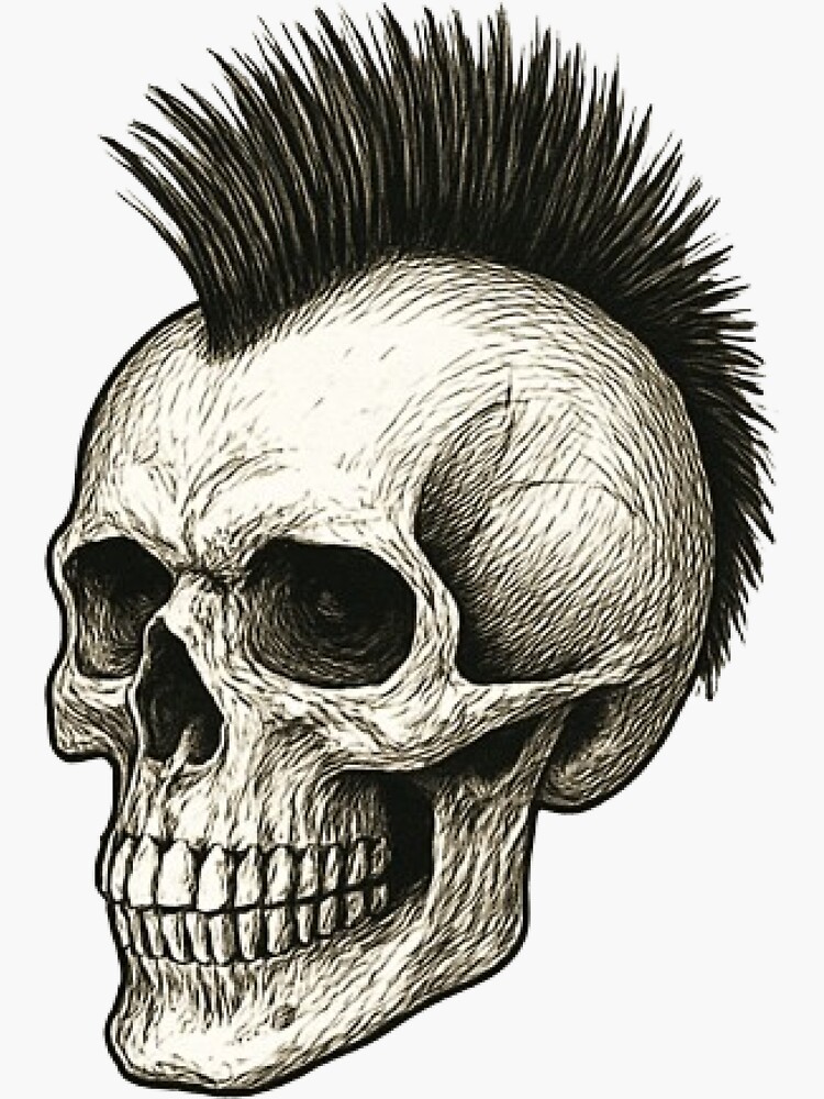 "Punk Skull with Mohawk" Sticker for Sale by imamsoe | Redbubble
