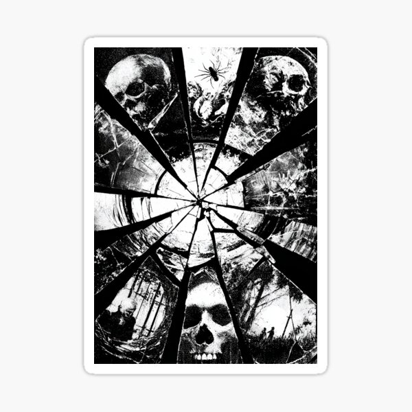 "Reflections Fractured Across a Nightmare’s Mirror Surface" Sticker for ...