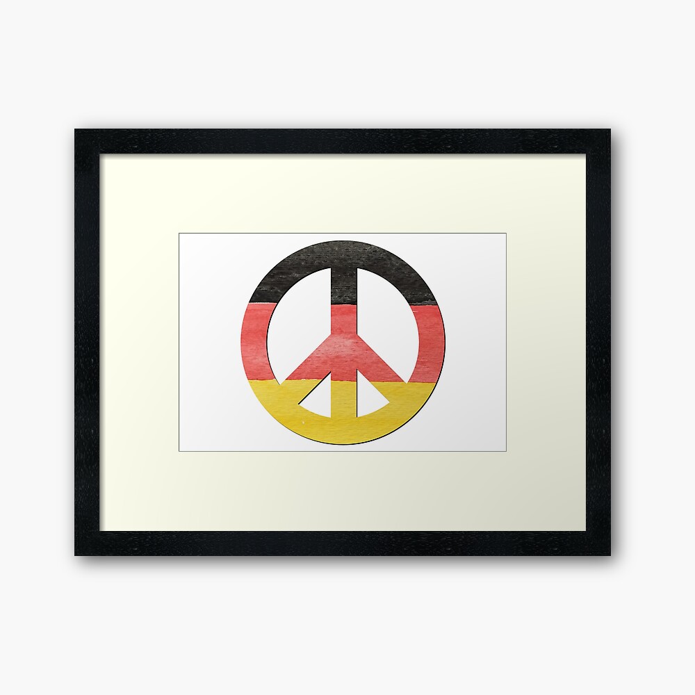 "Hand Painted Water Color German Flag CND Peace Symbol " Framed Art ...