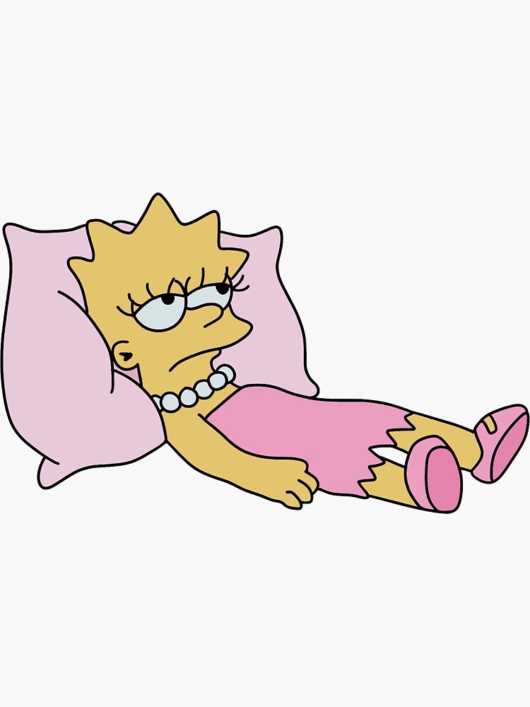 "Pink Sleepy Lisa Simpson" Sticker for Sale by WillowTreeArt | Redbubble