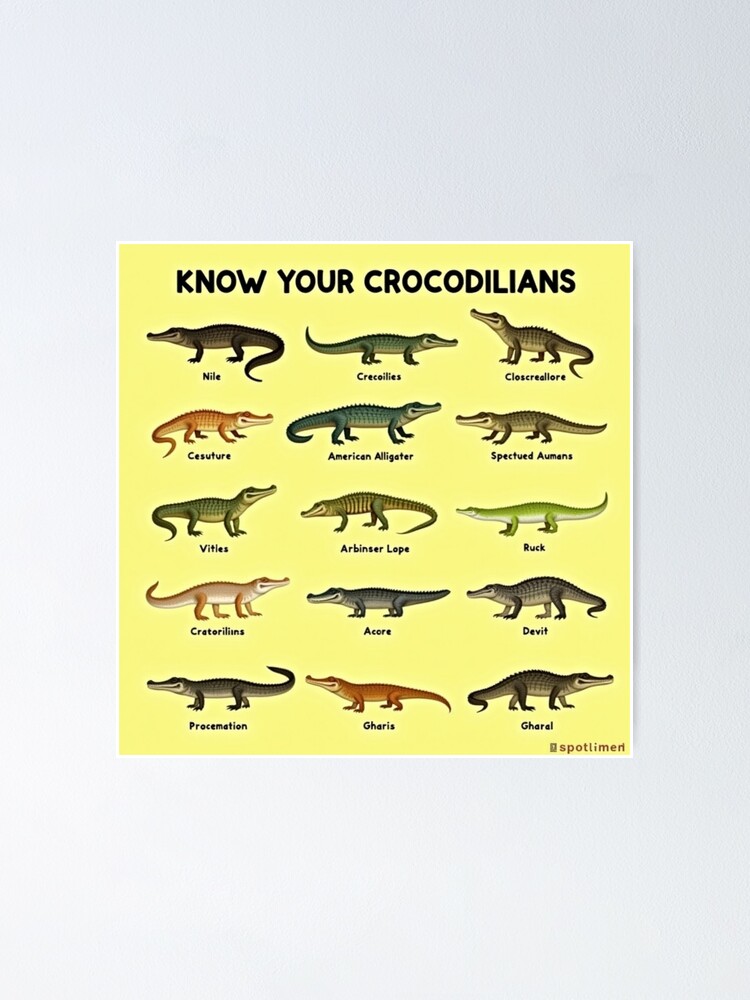 "Know Your Crocodilians – Educational Animal Species Chart" Poster for ...