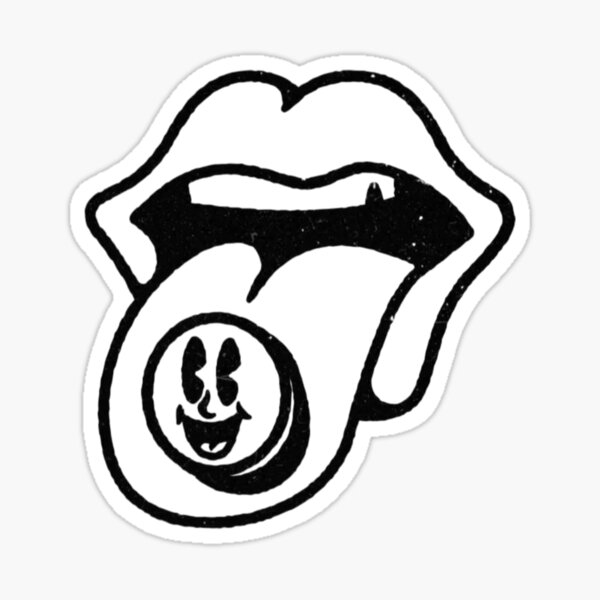 "Smiley Trip – Retro Tongue Drop" Sticker for Sale by mikoscha | Redbubble