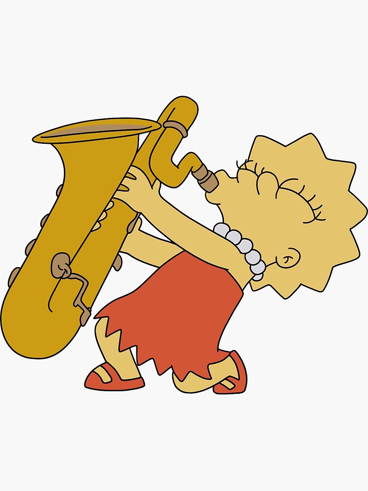 "Lisa Simpson Playing the Saxophone " Sticker for Sale by WillowTreeArt ...