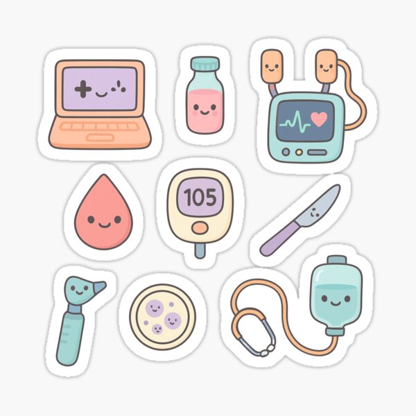 "Cute Pastel Medical Sticker Sheet – Kawaii Nurse & Doctor Planner ...