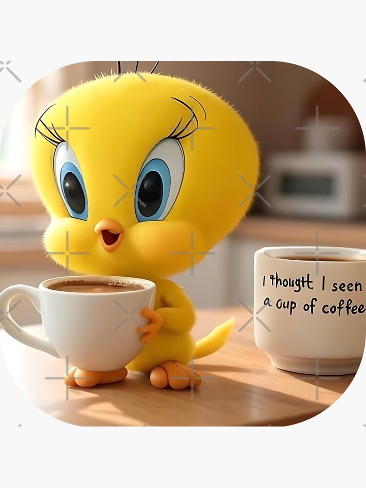 "Tweety Bird with Coffee" Sticker for Sale by OZTMAN | Redbubble