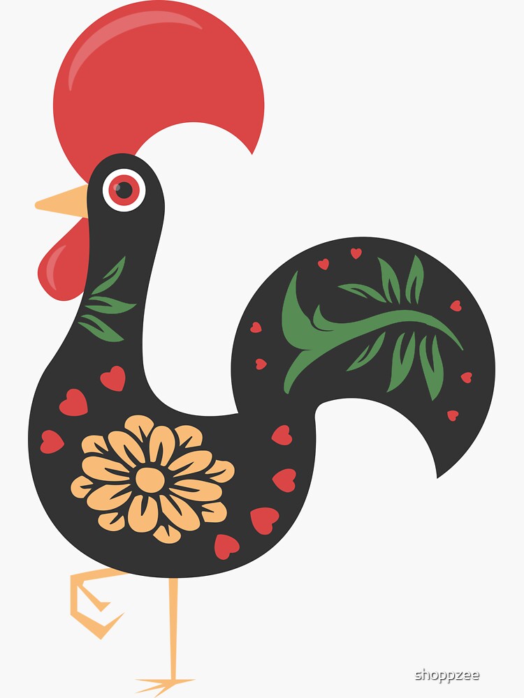 "Portuguese Rooster Good Luck Roosters Barcelos Rooster" Sticker for ...
