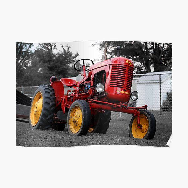 "Red Tractor" Poster for Sale by SandyK | Redbubble