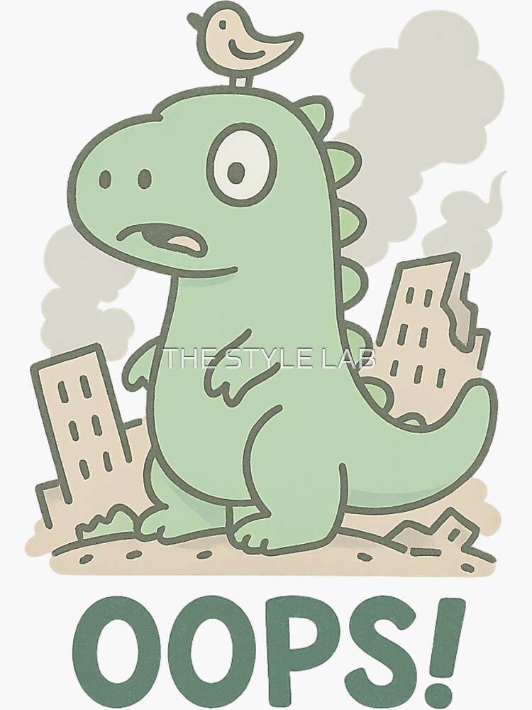 "Oops! Cute Dino Disaster" Sticker for Sale by Kutsal1 | Redbubble