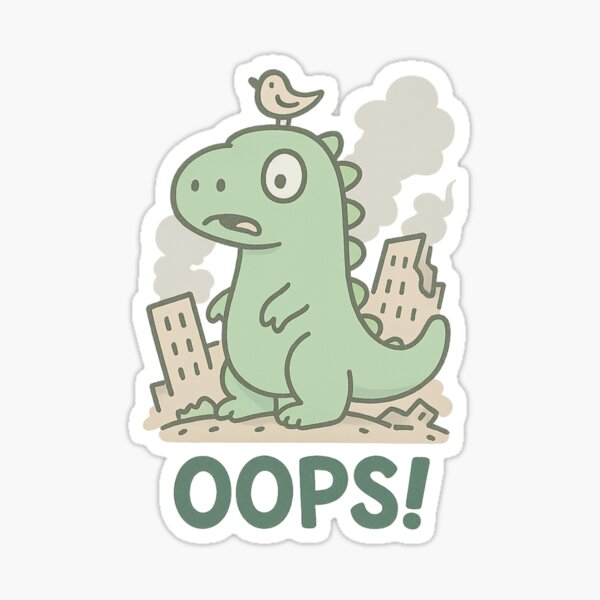 "Oops! Cute Dino Disaster" Sticker for Sale by Kutsal1 | Redbubble