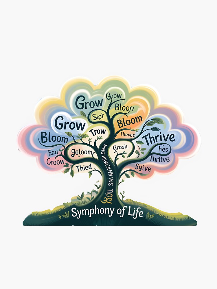 "Whimsical Tree of Nature Words" Sticker for Sale by Blendify | Redbubble