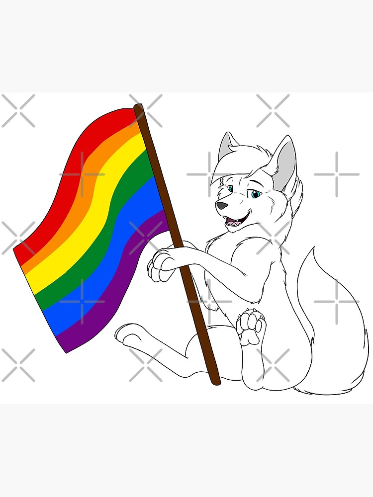 "Rainbow Pride White Wolf " Framed Art Print for Sale by Adezu | Redbubble